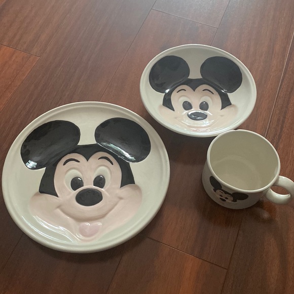 Disney | Dining | Rare Walt Disney Productions 977 3 Piece Mickey Dish ...